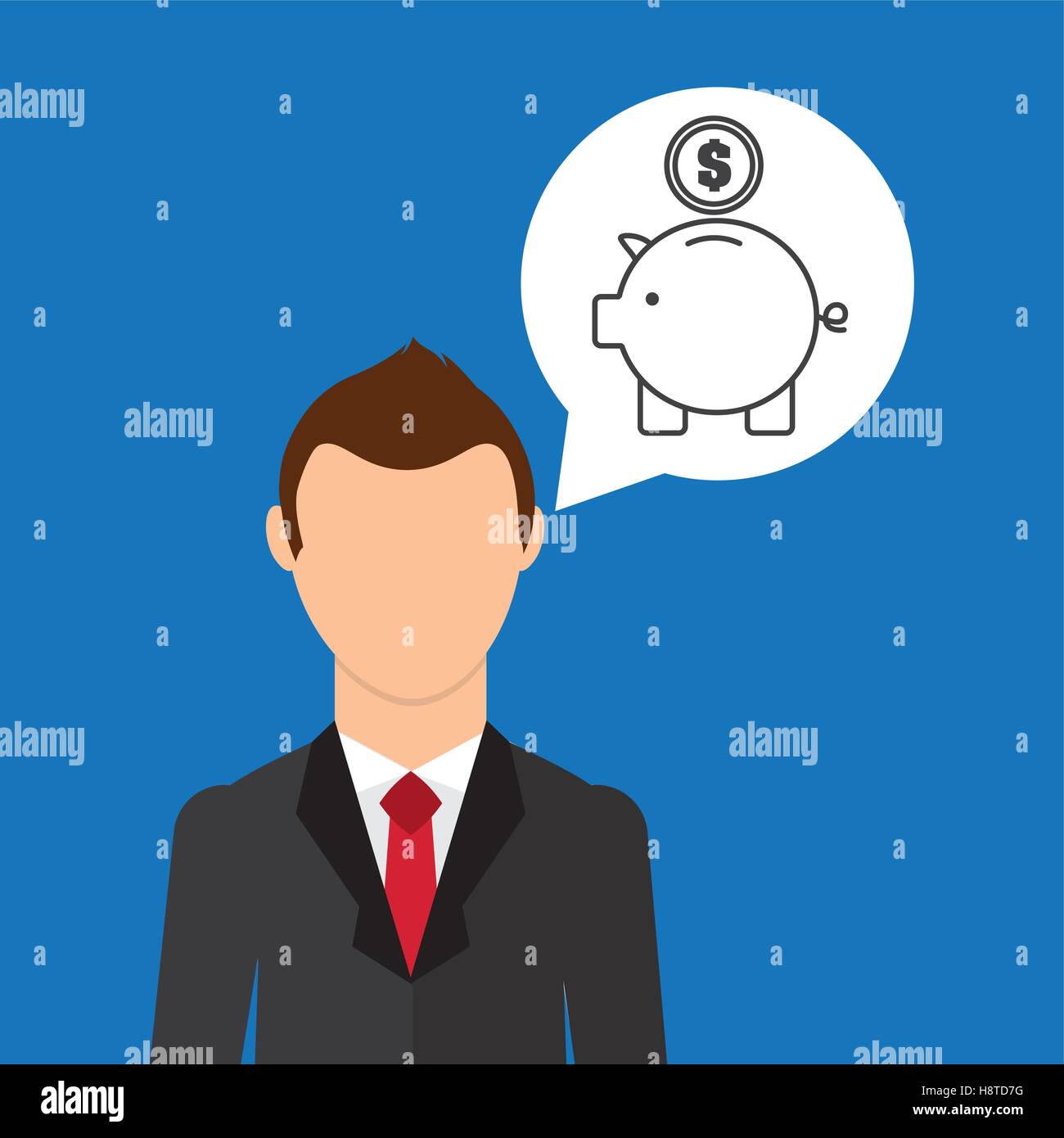 cartoon business man piggy save money vector illustration eps 10 Stock ...