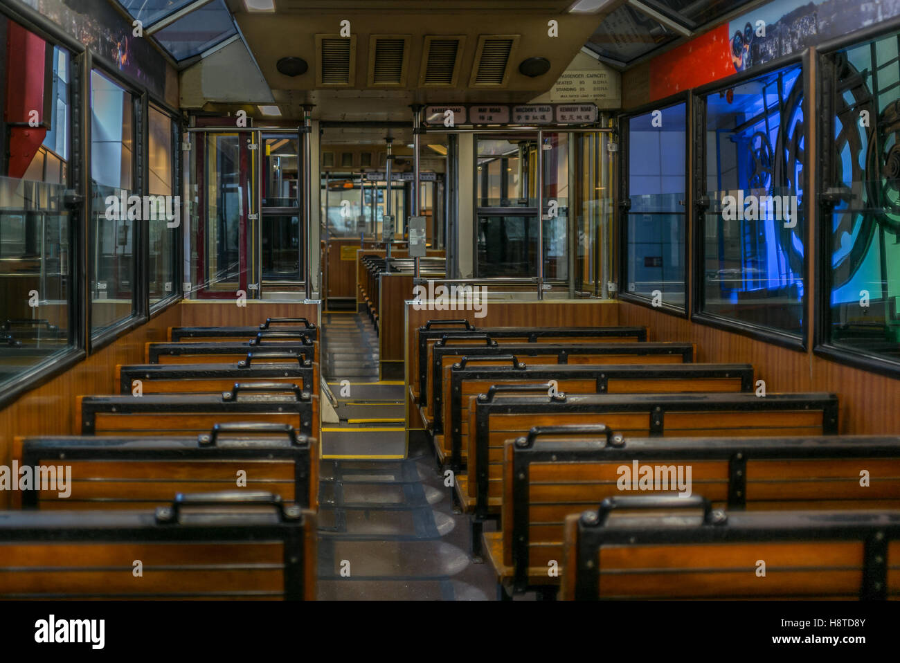 Inside of a tram in Hong Kong Stock Photo - Alamy