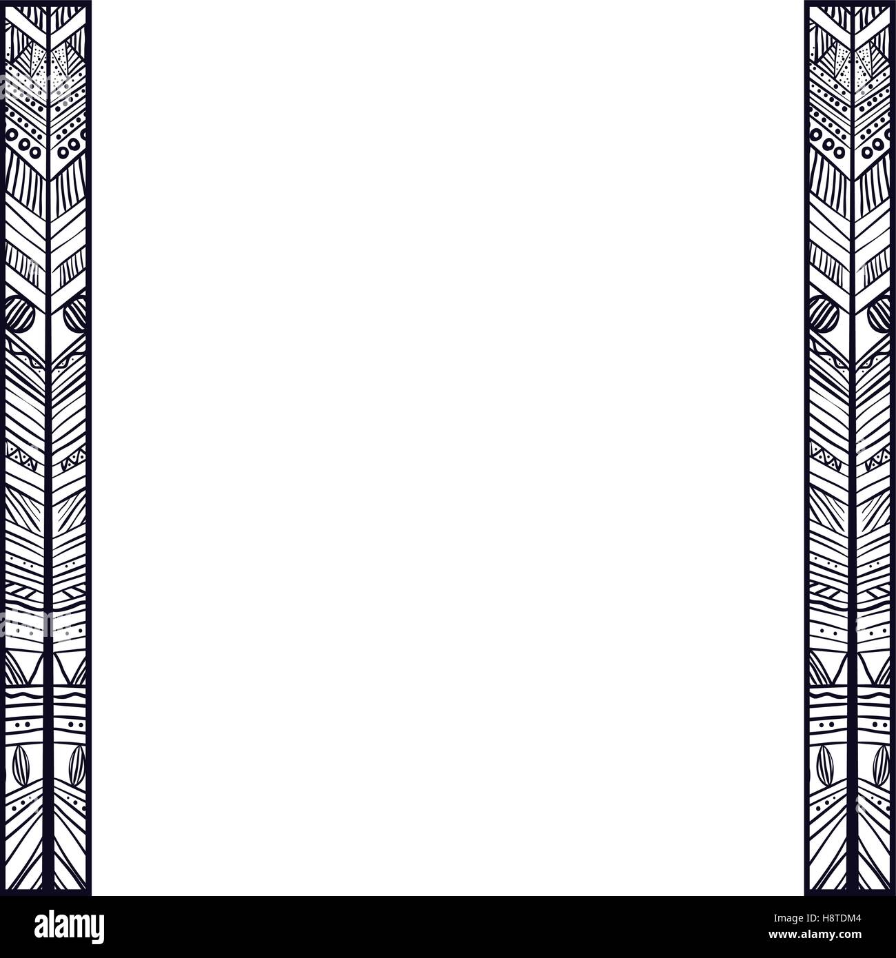 Boho style black and white design. Bohemic decoration and vintage theme ...