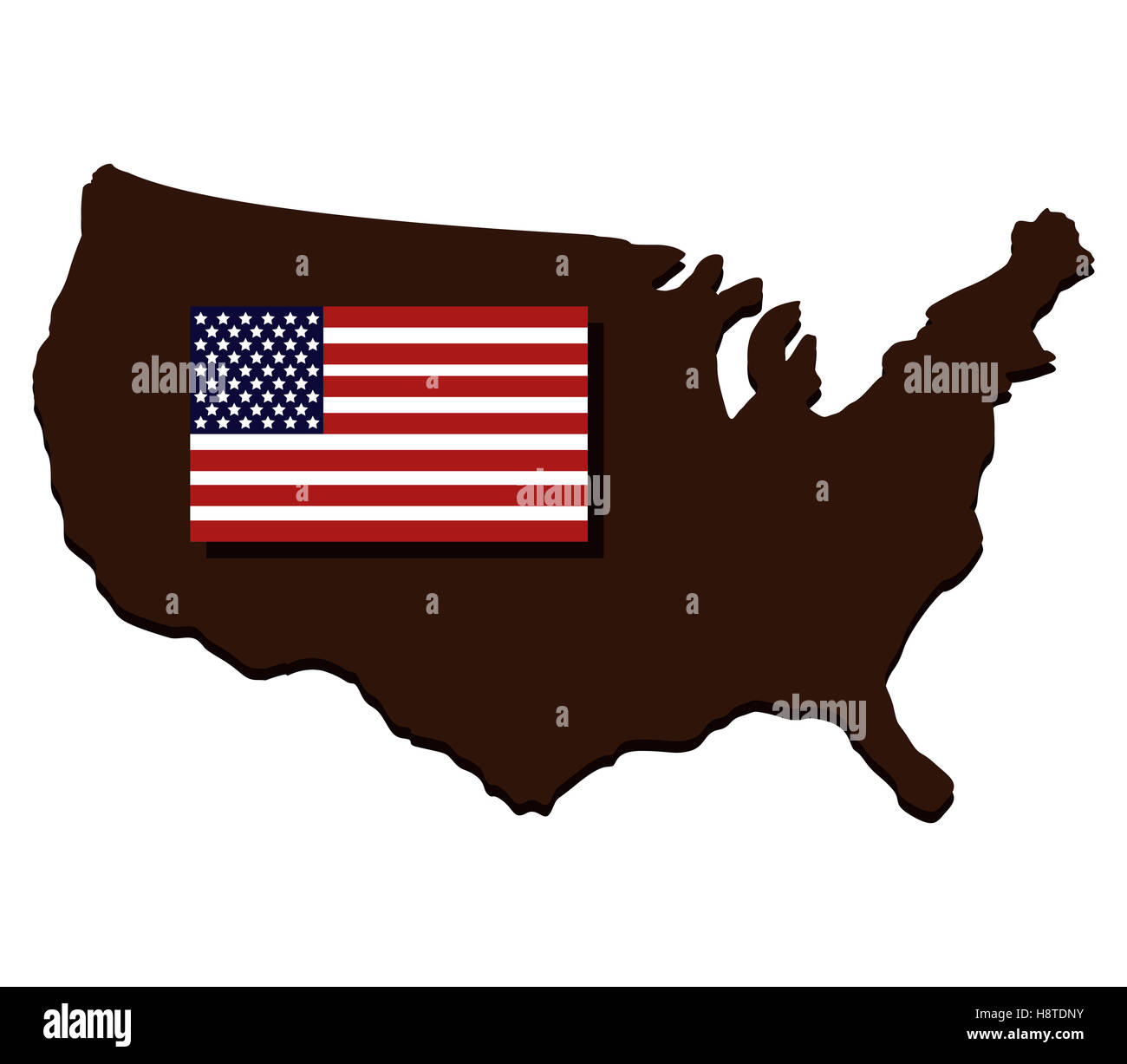 map of the united states with flag Stock Photo - Alamy