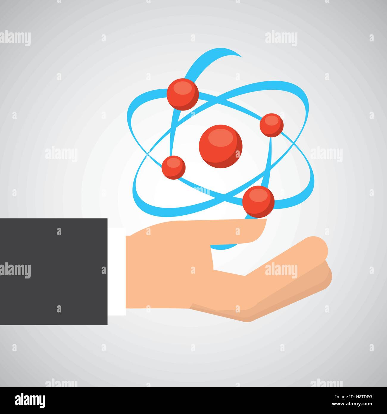 hand holding molecule structure chemical graphic vector illustration ...