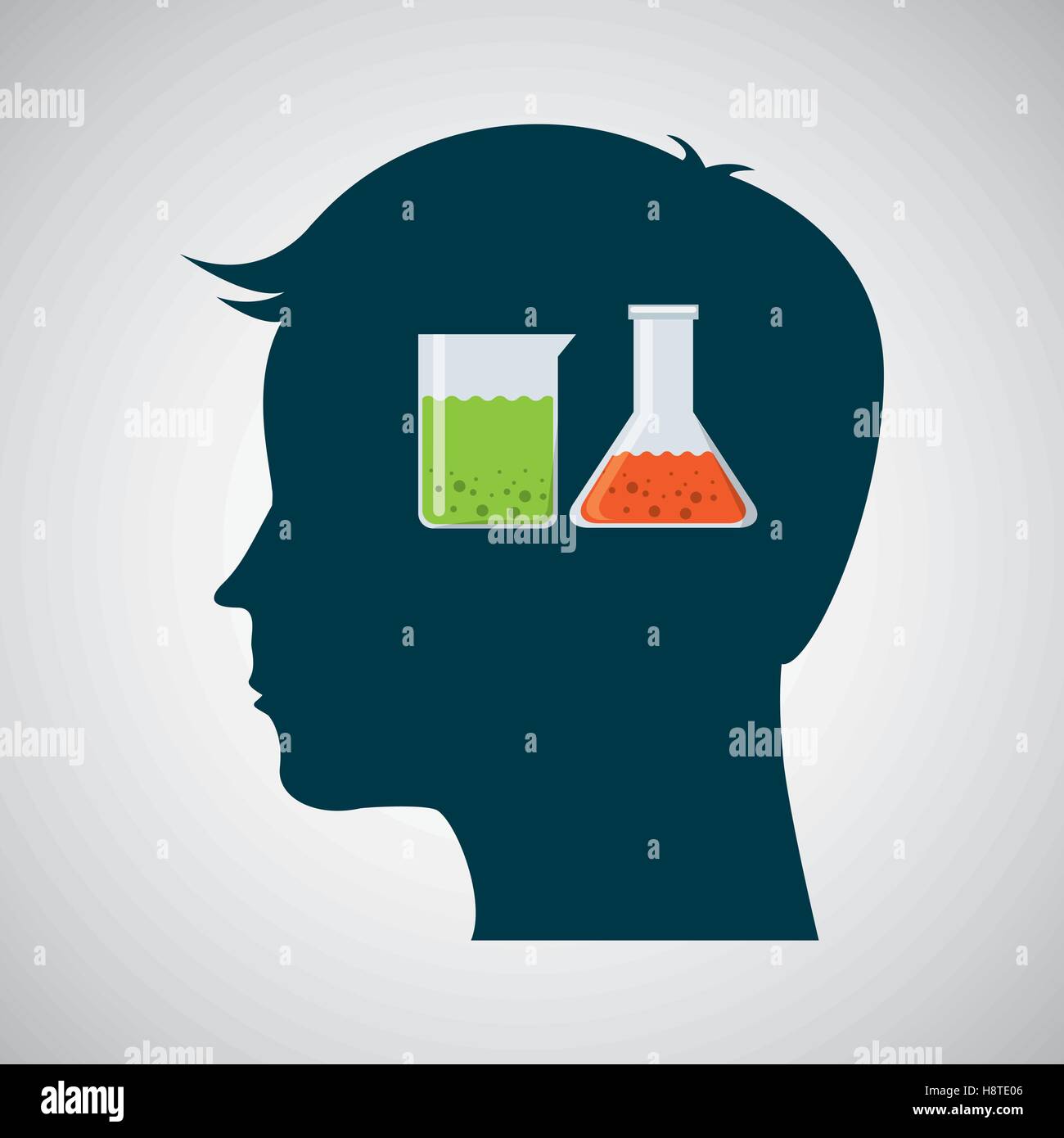 silhouette head laboratory test tube vector illustration eps 10 Stock ...