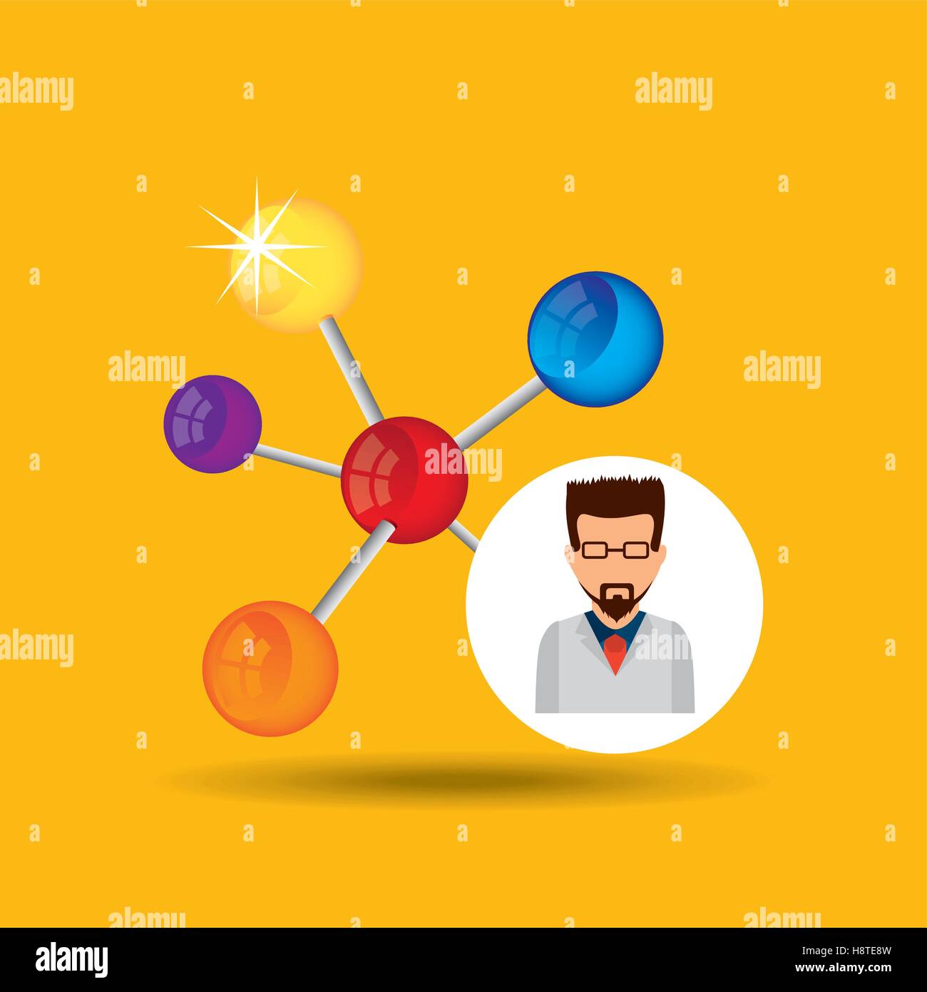character scientist chemistry molecule structure vector illustration ...