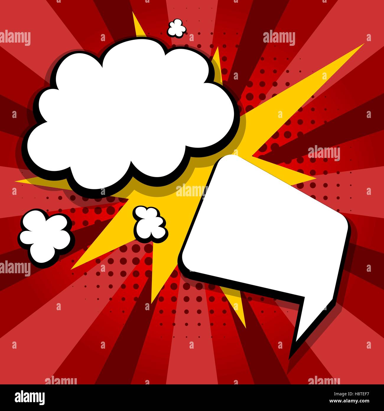 Clear set empty boom comic speech bubble Pop Art Style. Colored comic ...