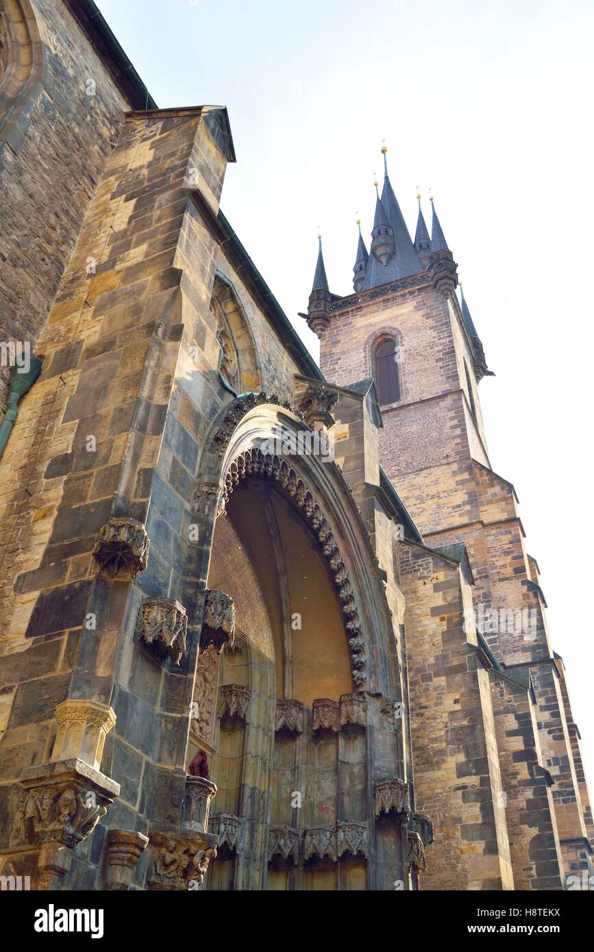 Europe monument prague cityscape tyn church hi-res stock photography ...