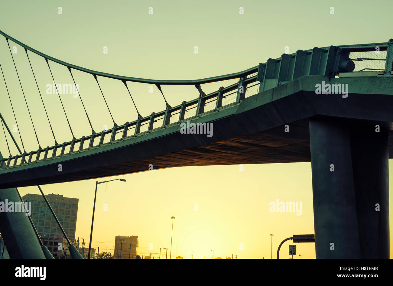 Harbor Drive Pedestrian Bridge, sunrise. San Diego, California, USA ...