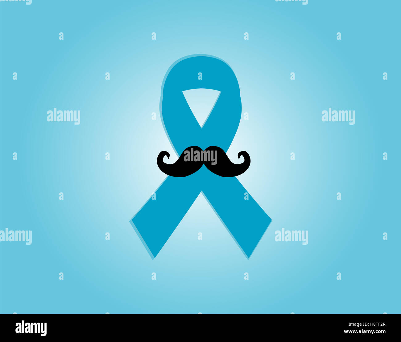 Prostate cancer ribbon awareness on blue background. Light blue ribbon ...