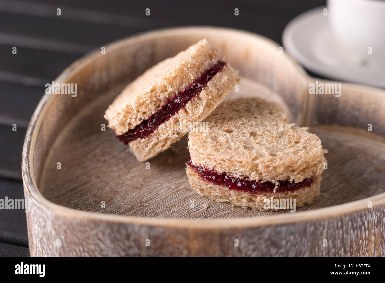 Sweet sandwiches in heart shape for Valentines day Stock Photo - Alamy