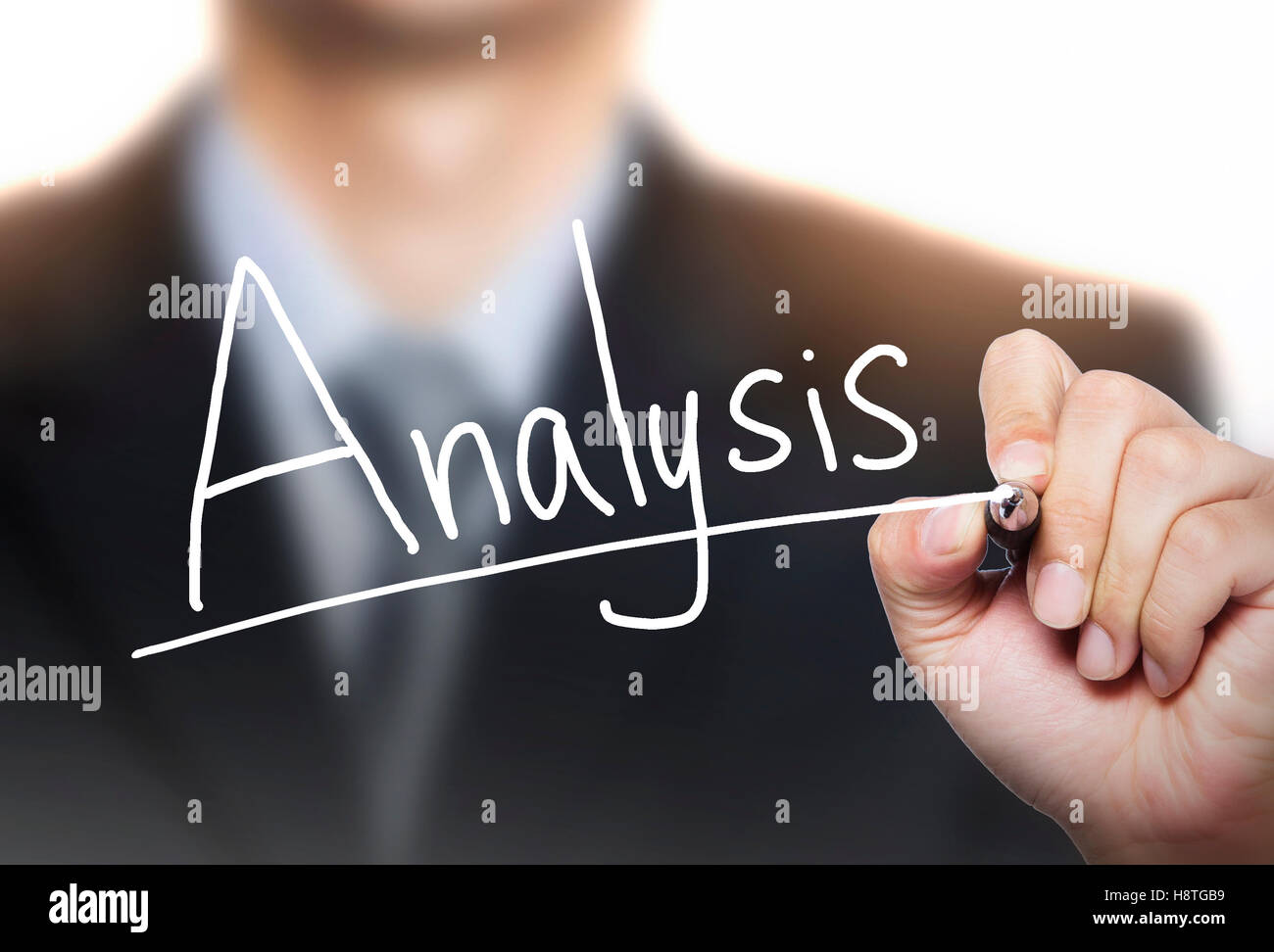 analysis written by hand, hand writing on transparent board, photo ...