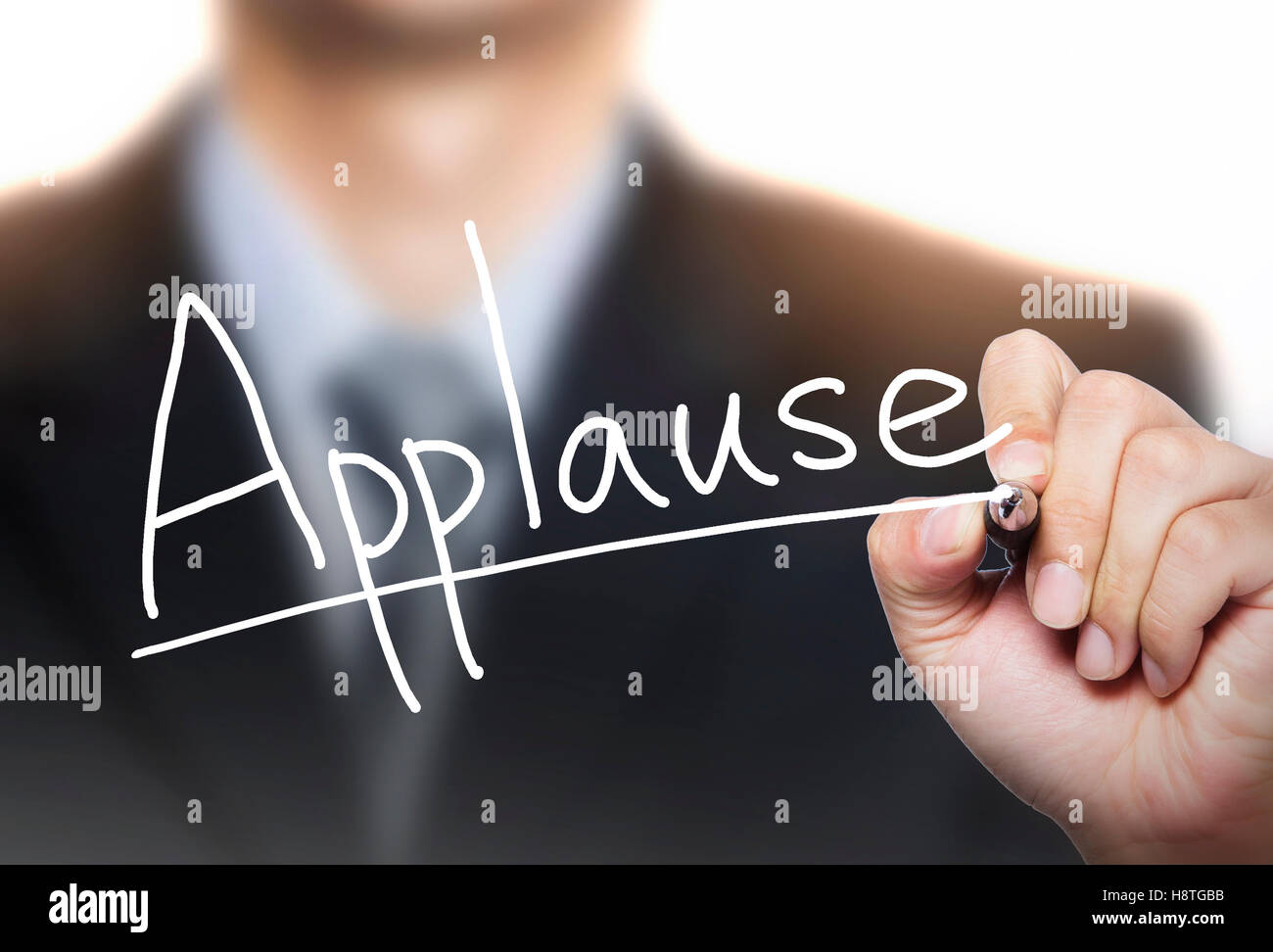 applause written by hand, hand writing on transparent board, photo ...