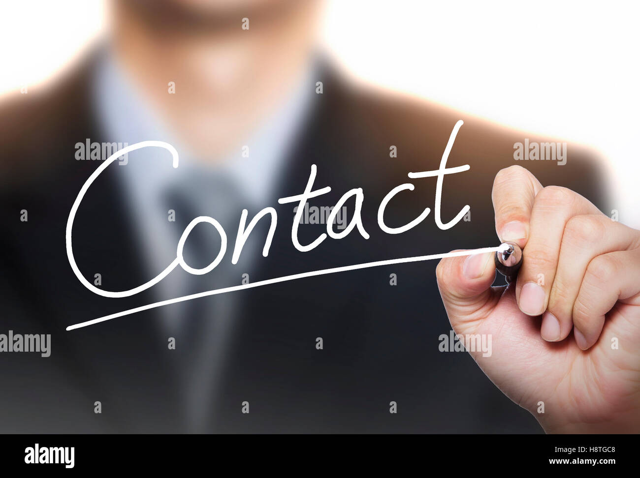 contact written by hand, hand writing on transparent board, photo Stock ...