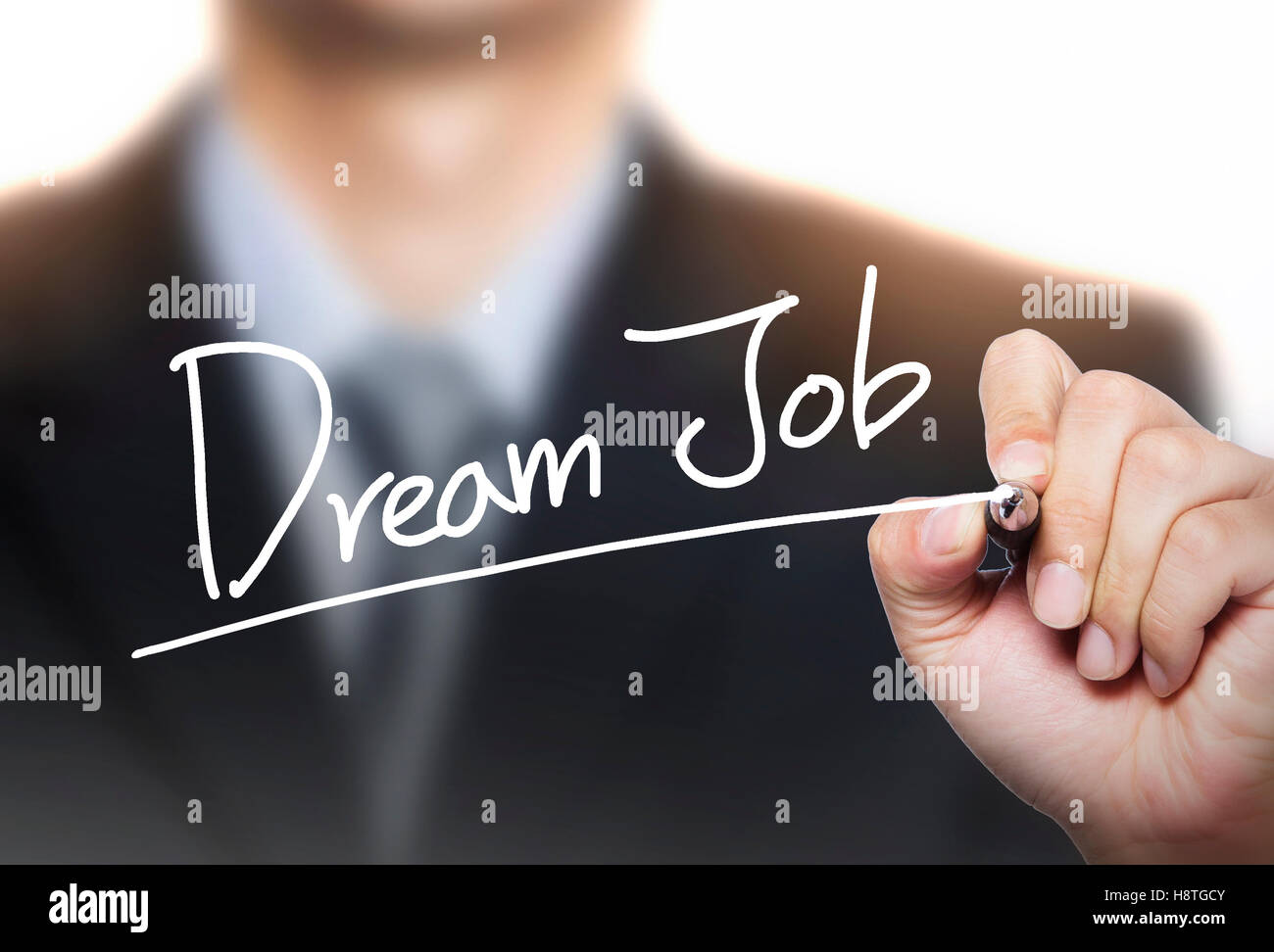 dream job written by hand, hand writing on transparent board, photo ...