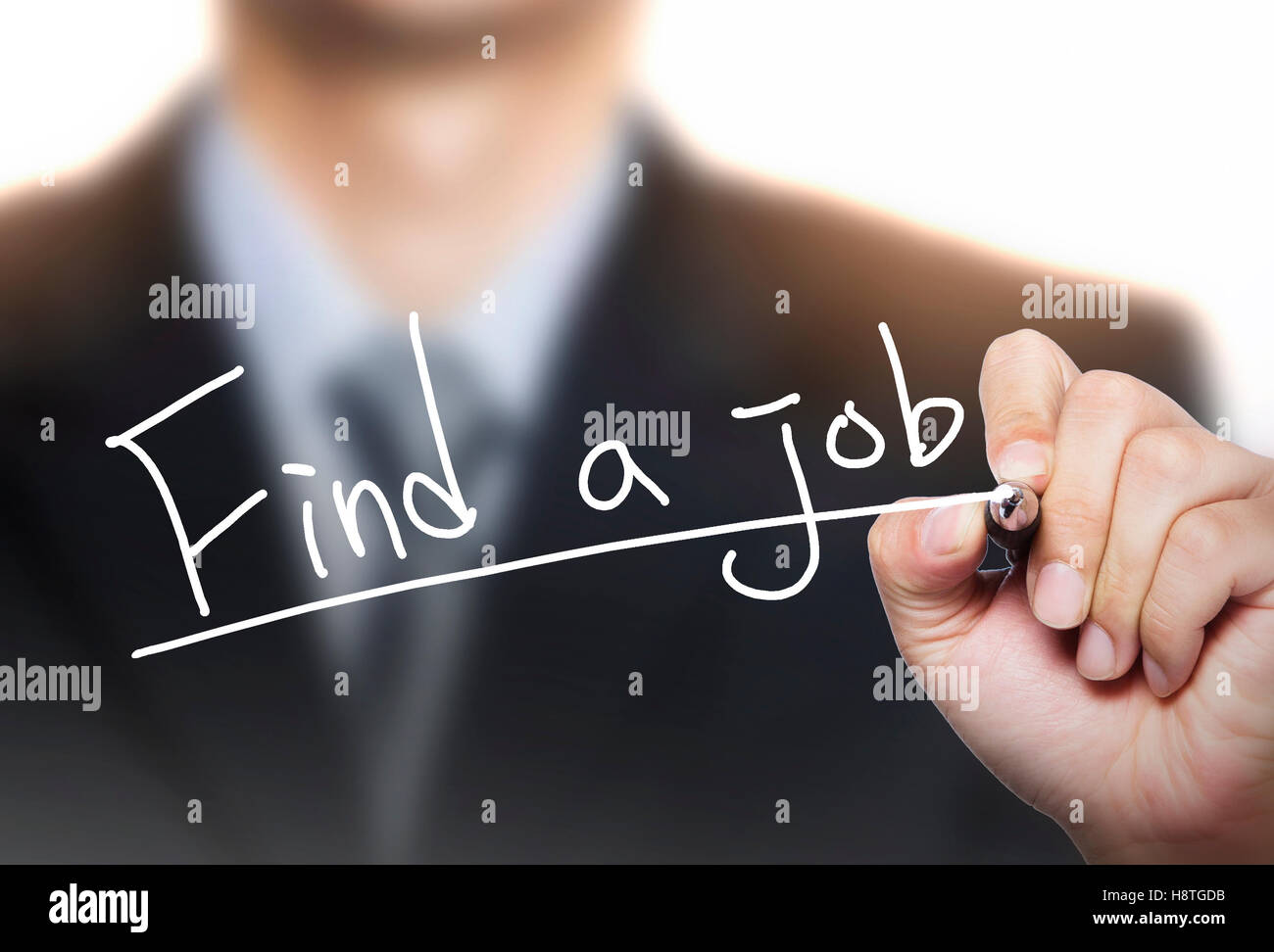 find a job written by hand, hand writing on transparent board, photo ...
