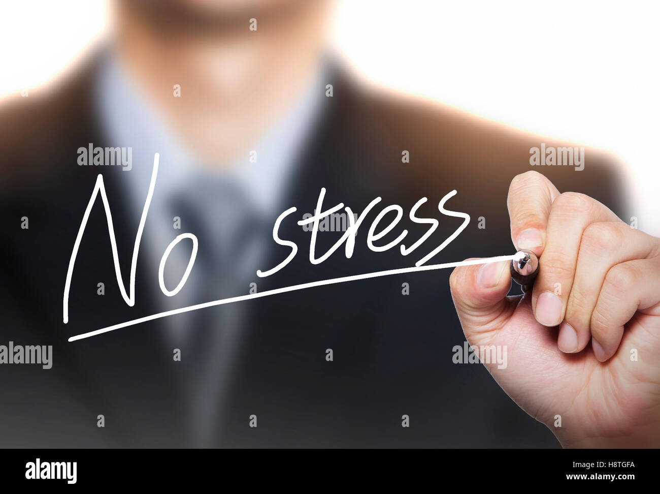 no stress written by hand, hand writing on transparent board, photo ...