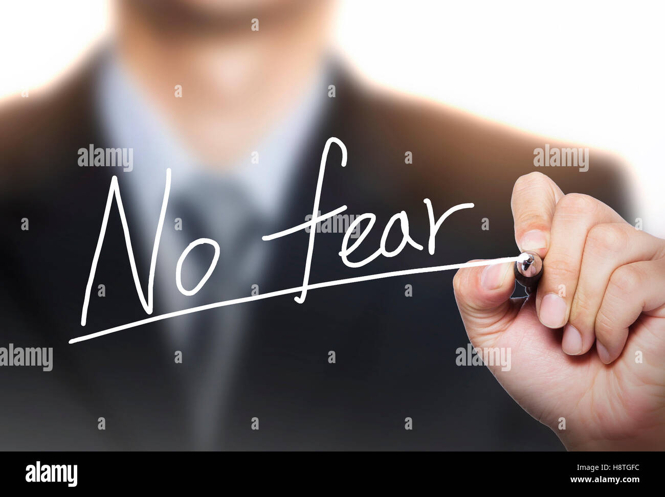 no fear written by hand, hand writing on transparent board, photo Stock ...