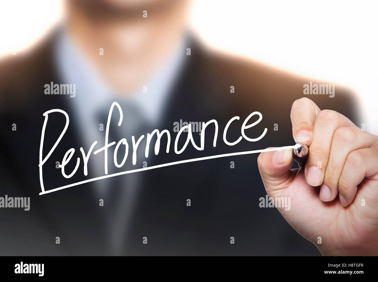 performance written by hand, hand writing on transparent board, photo ...