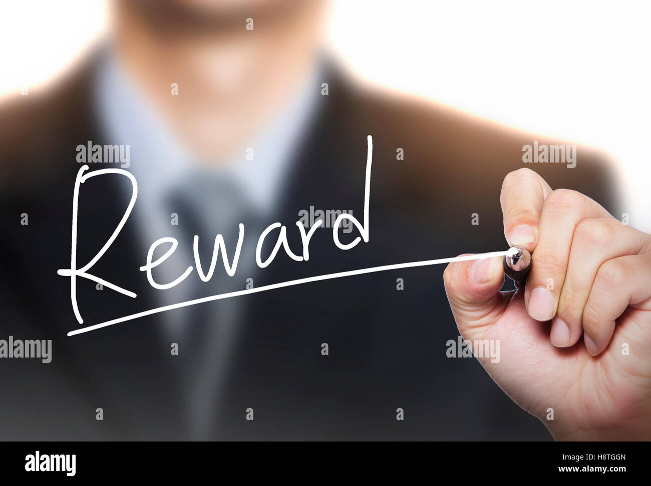 reward written by hand, hand writing on transparent board, photo Stock ...