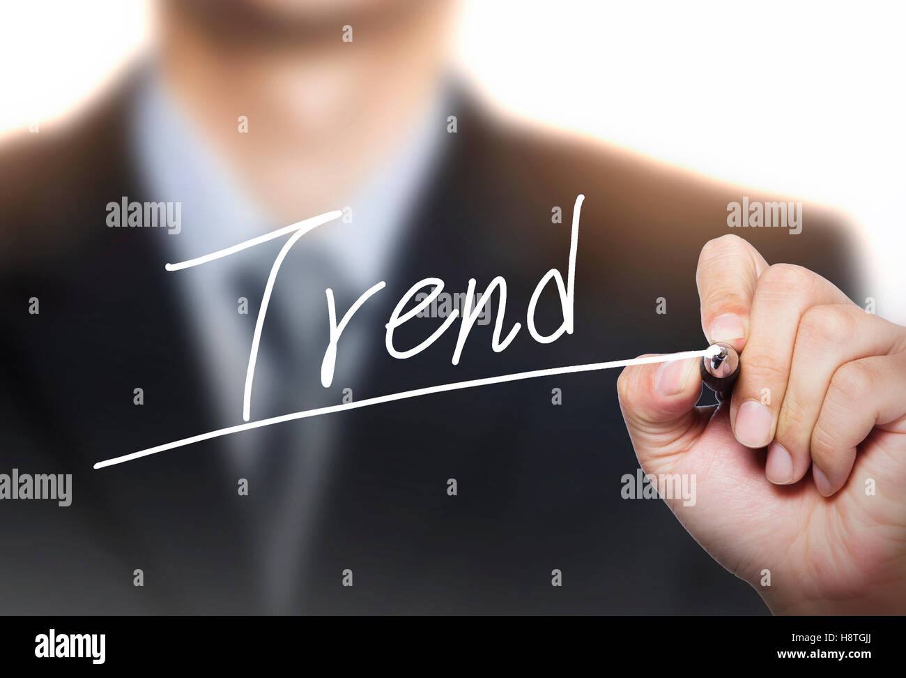 trend written by hand, hand writing on transparent board, photo Stock ...