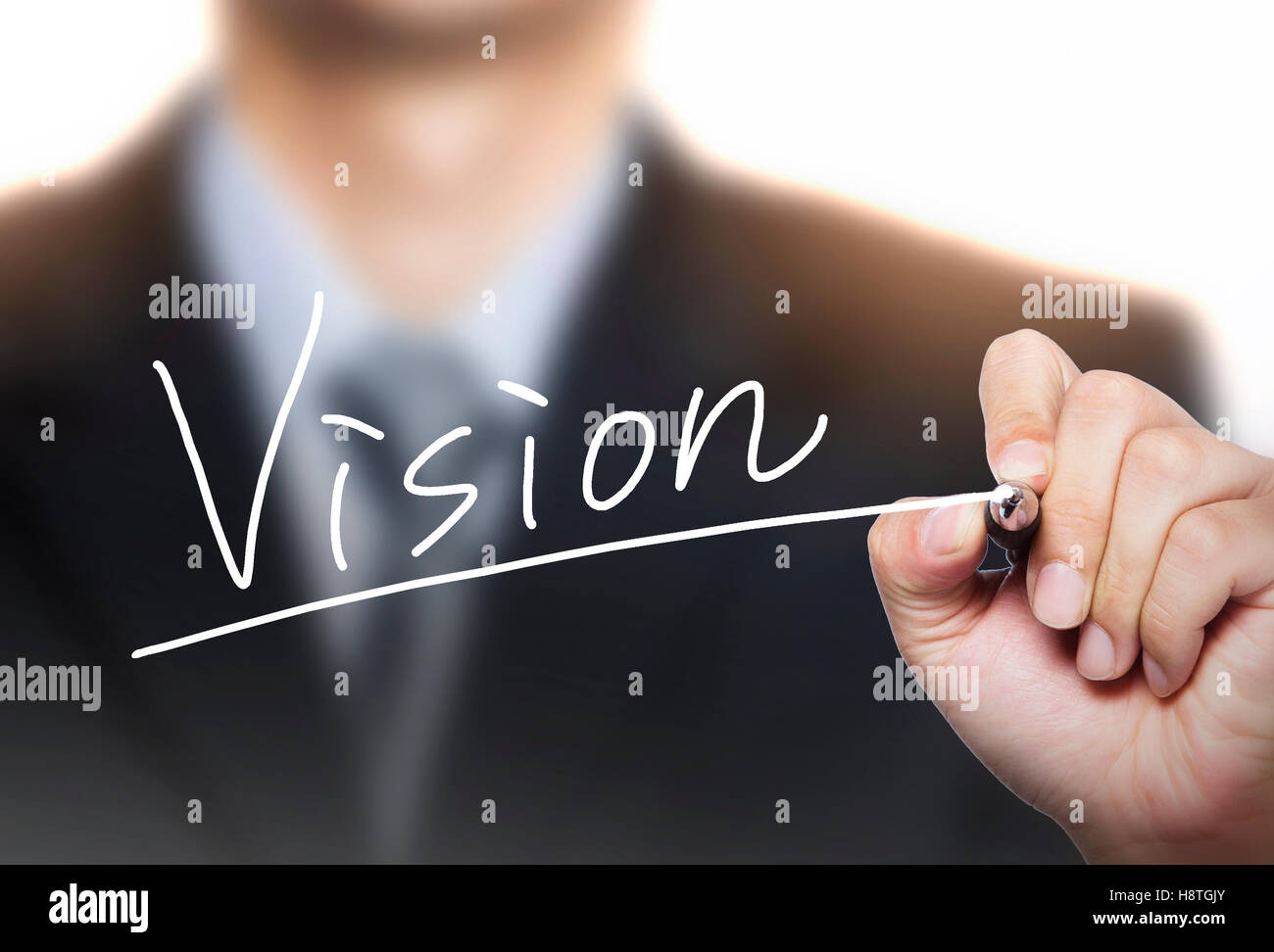 vision written by hand, hand writing on transparent board, photo Stock ...