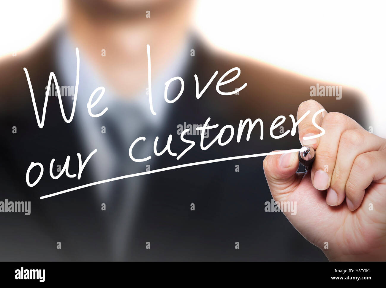 we love our customers written by hand, hand writing on transparent ...