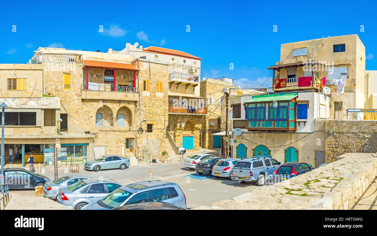 The residential neighborhood of the old Akko with medieval housing and ...