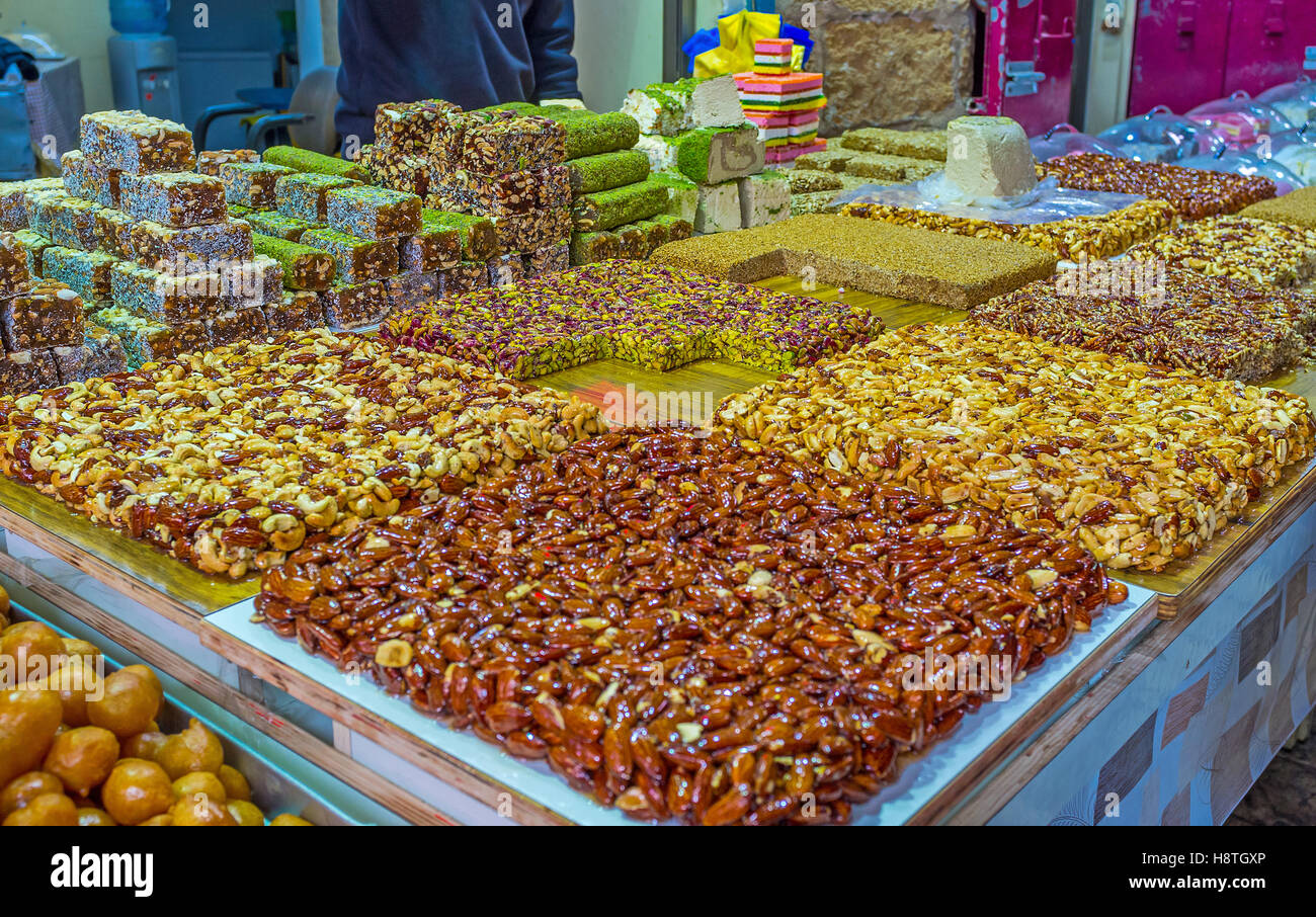 The dessert stall offers gozinaki, halva, lokum and other traditional ...