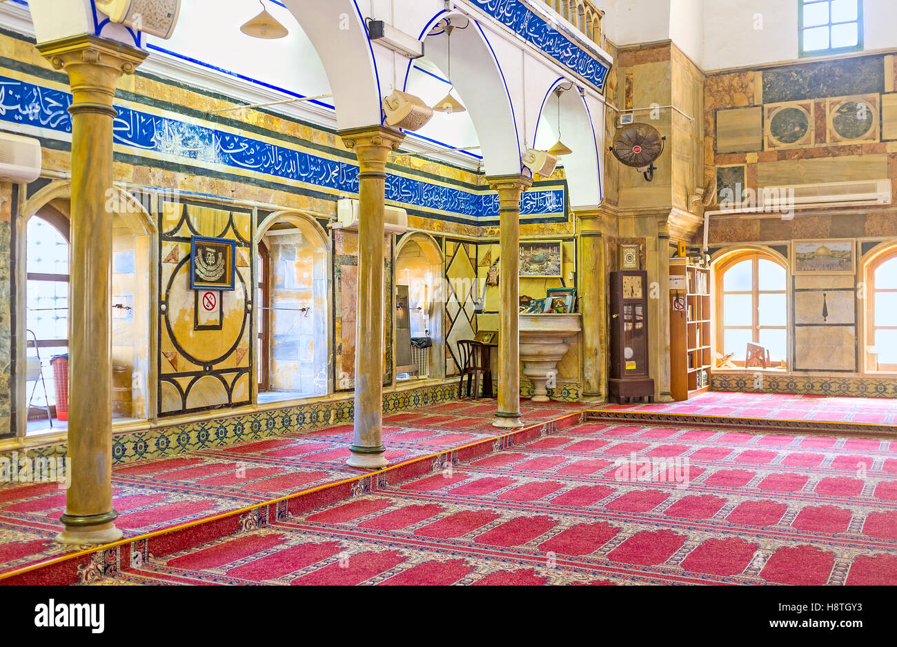 The marble and granite elements decorate interior of Al-Jazzar mosque ...