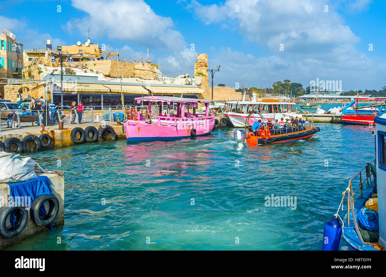 The boat trips are very popular attraction in old Akko, the medieval ...