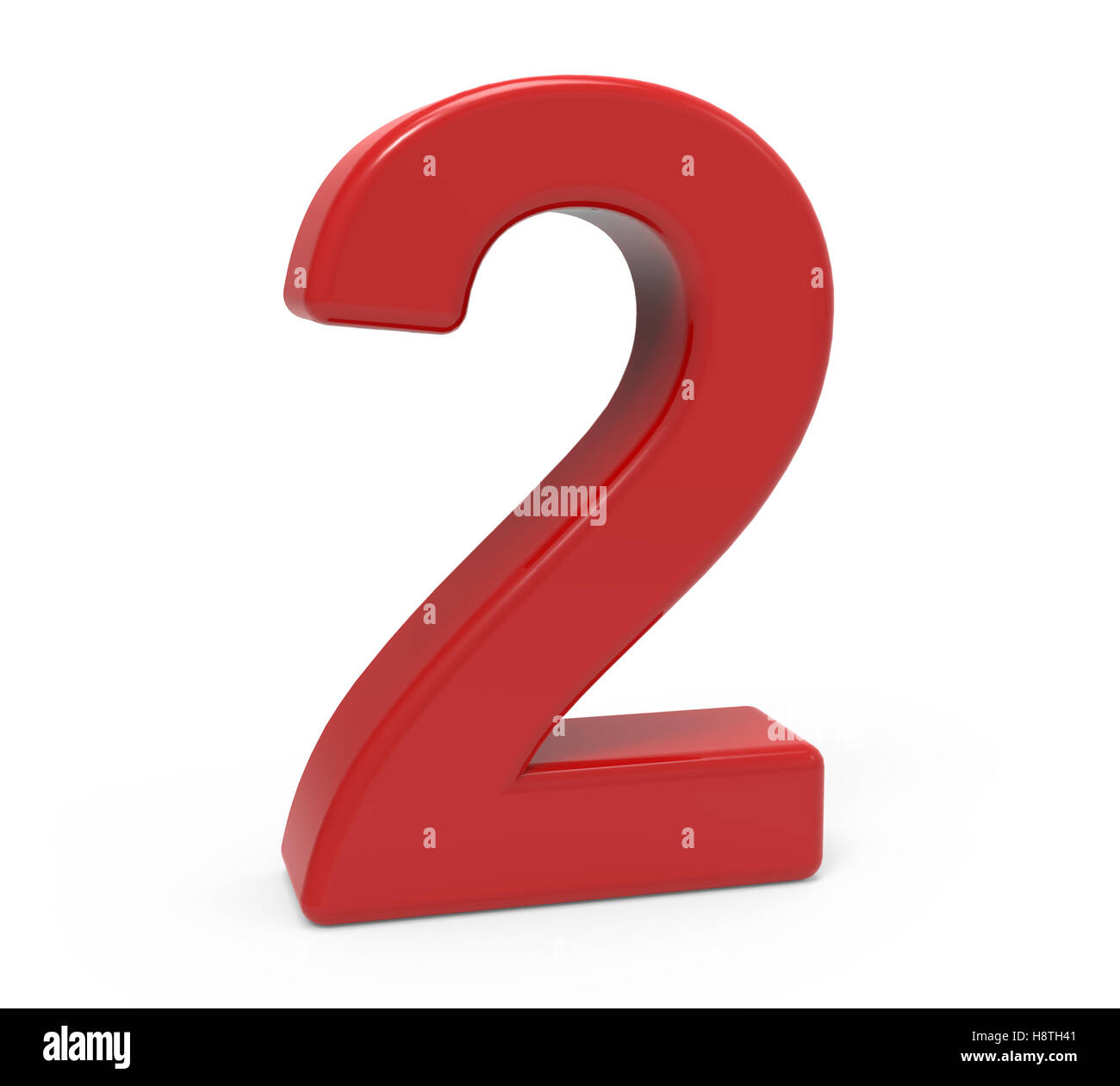 left leaning 3d rendering red number 2 isolated white background Stock ...