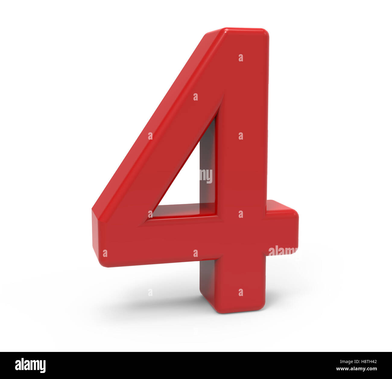left leaning 3d rendering red number 4 isolated white background Stock ...