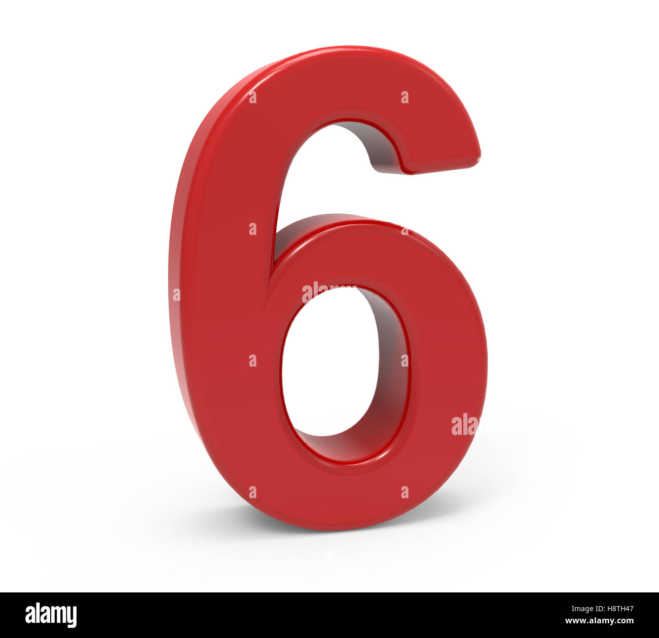 left leaning 3d rendering red number 6 isolated white background Stock ...