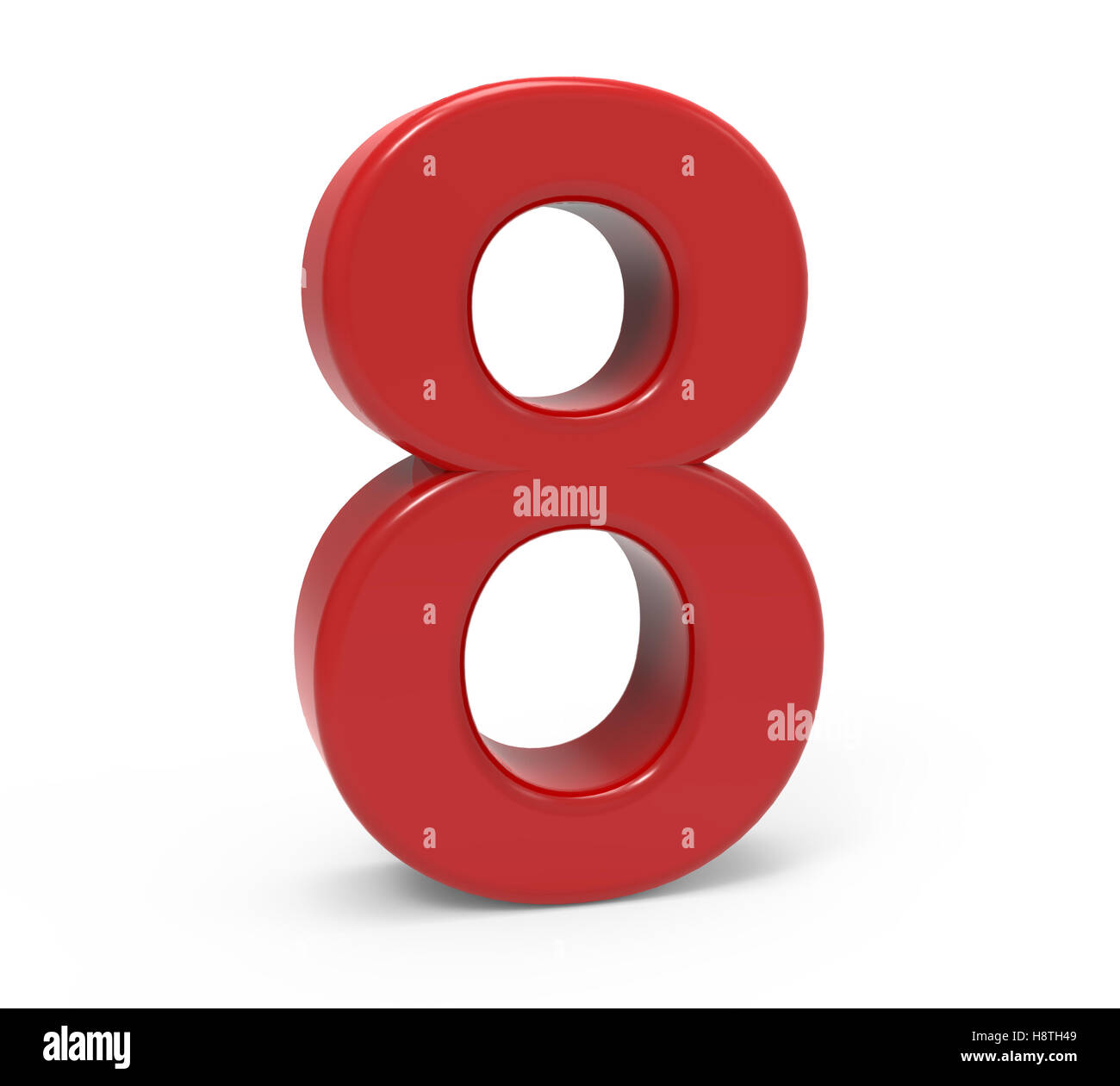 left leaning 3d rendering red number 8 isolated white background Stock ...