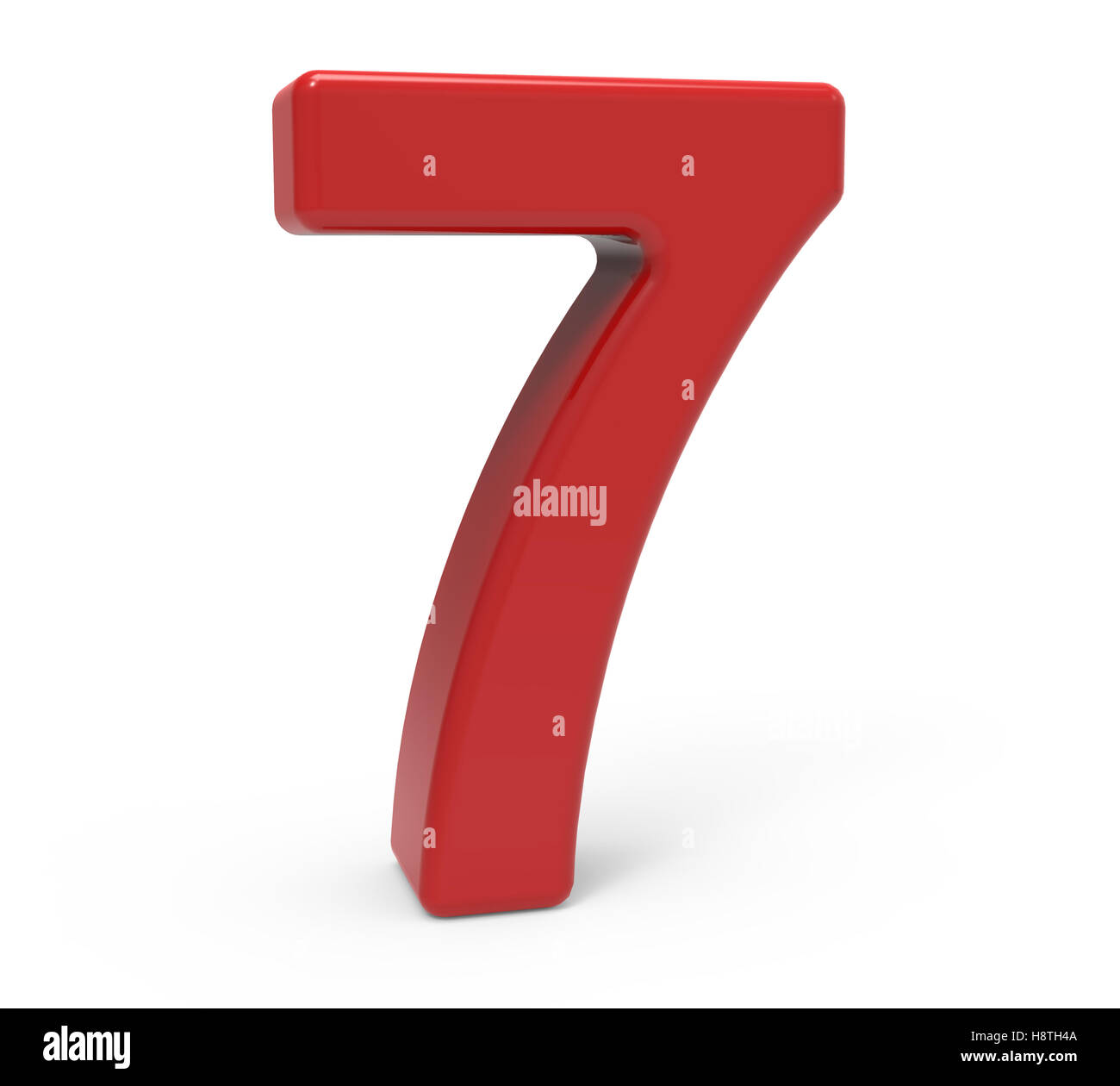 left leaning 3d rendering red number 7 isolated white background Stock ...