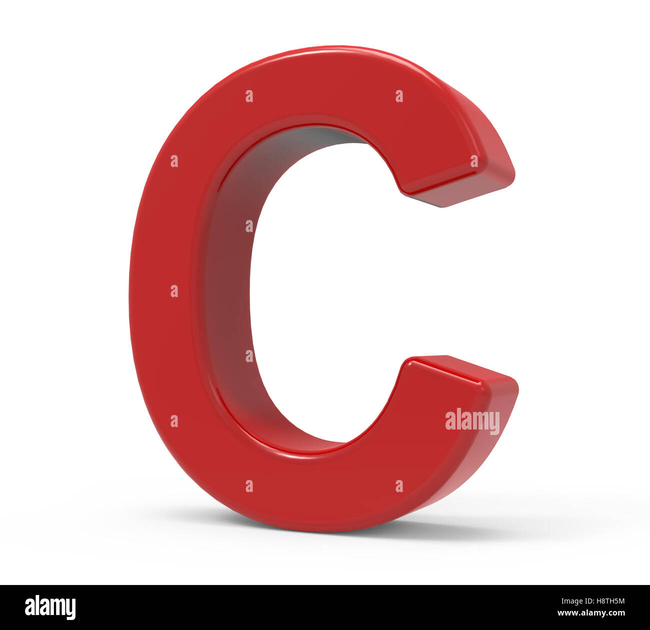 right leaning 3d rendering red letter C isolated white background Stock ...