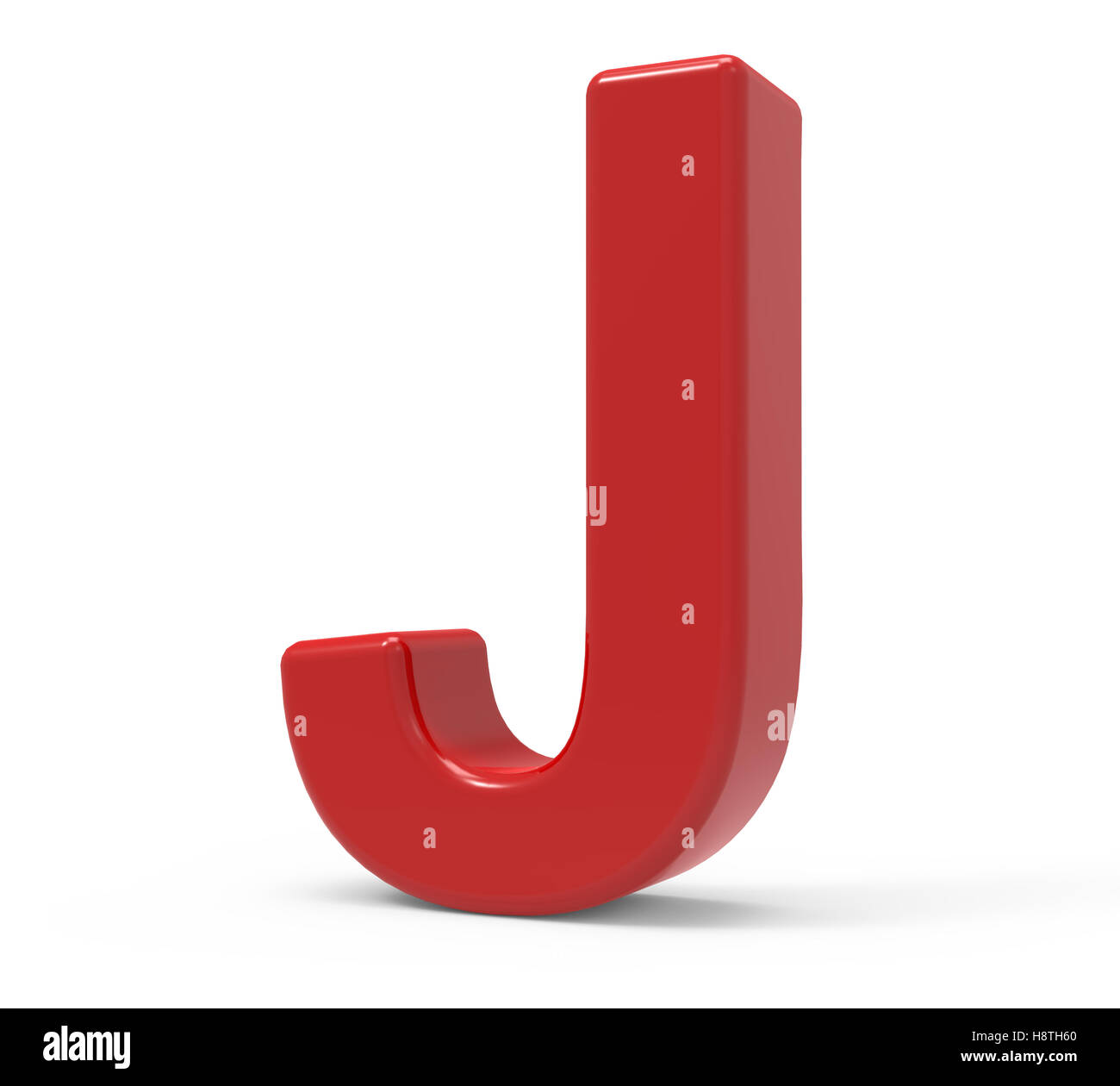 right leaning 3d rendering red letter J isolated white background Stock ...