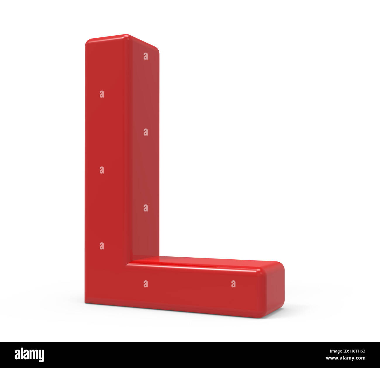 right leaning 3d rendering red letter L isolated white background Stock ...