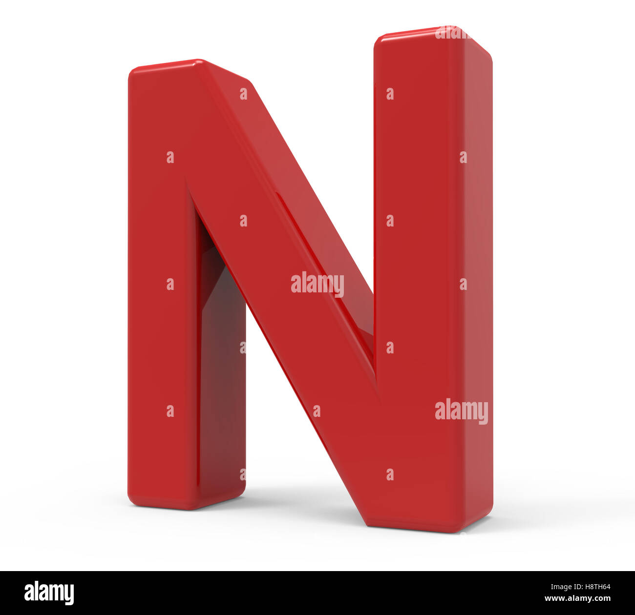 right leaning 3d rendering red letter N isolated white background Stock ...
