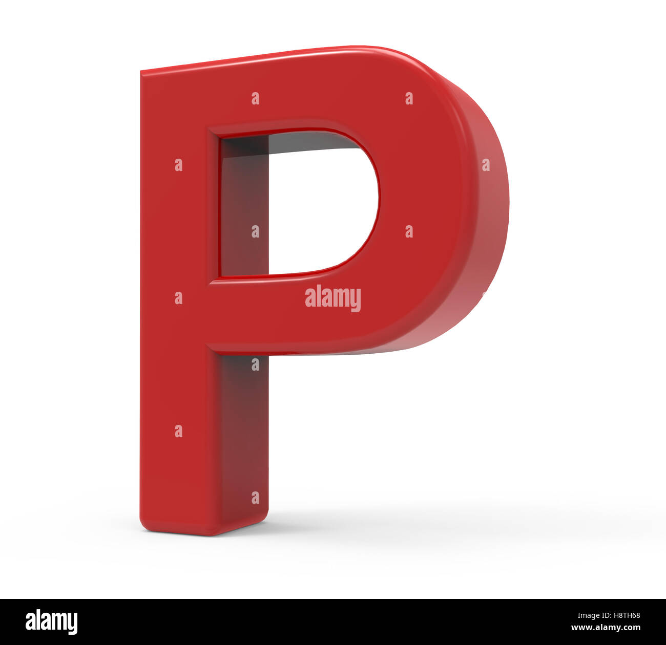 right leaning 3d rendering red letter P isolated white background Stock Photo - Alamy
