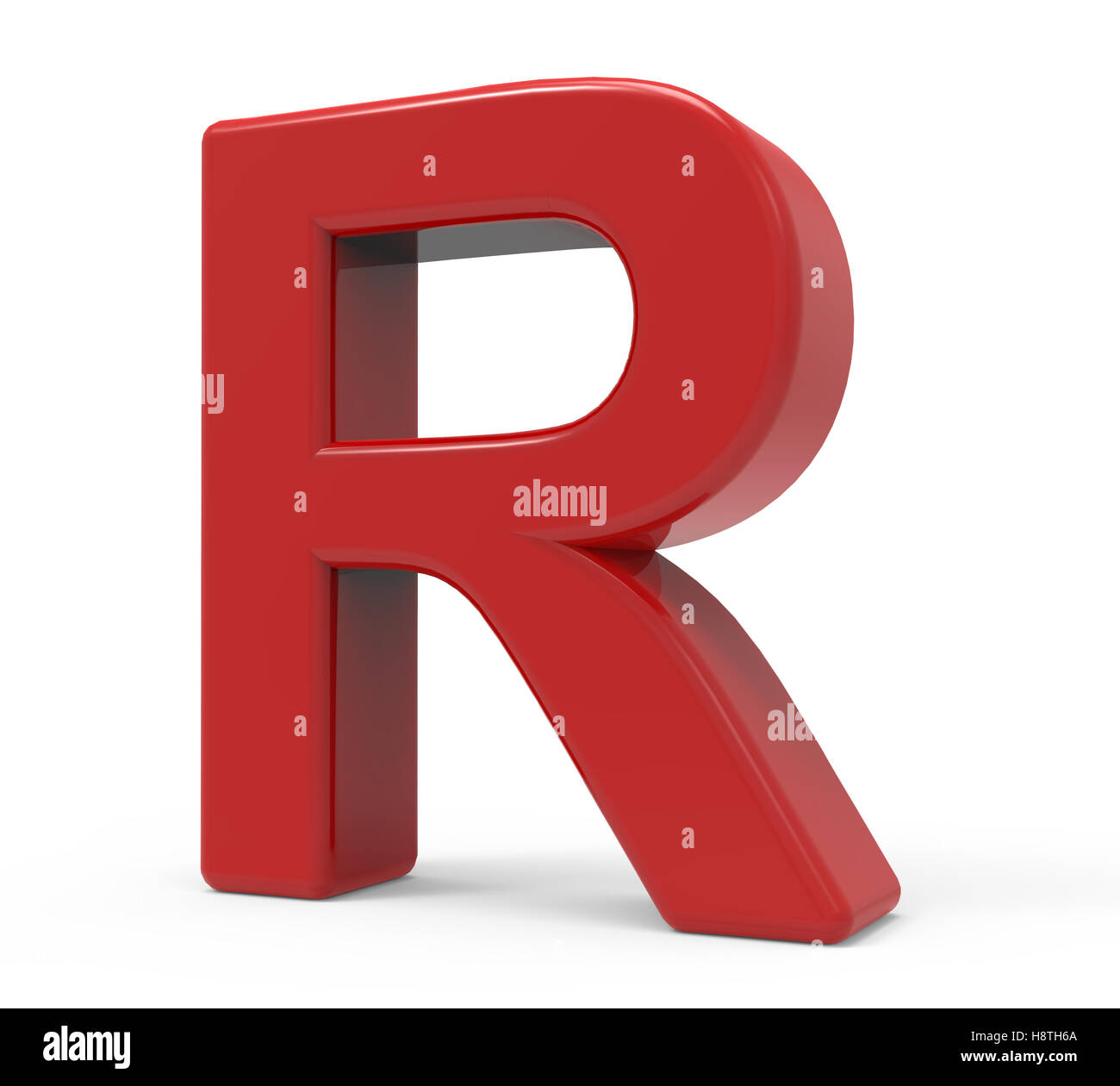 right leaning 3d rendering red letter R isolated white background Stock ...