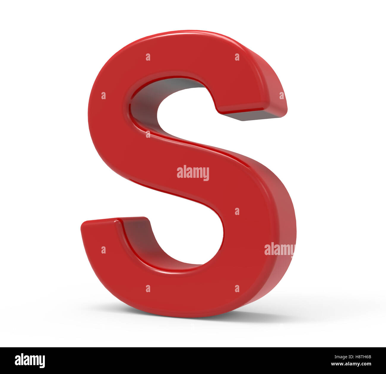 right leaning 3d rendering red letter S isolated white background Stock ...