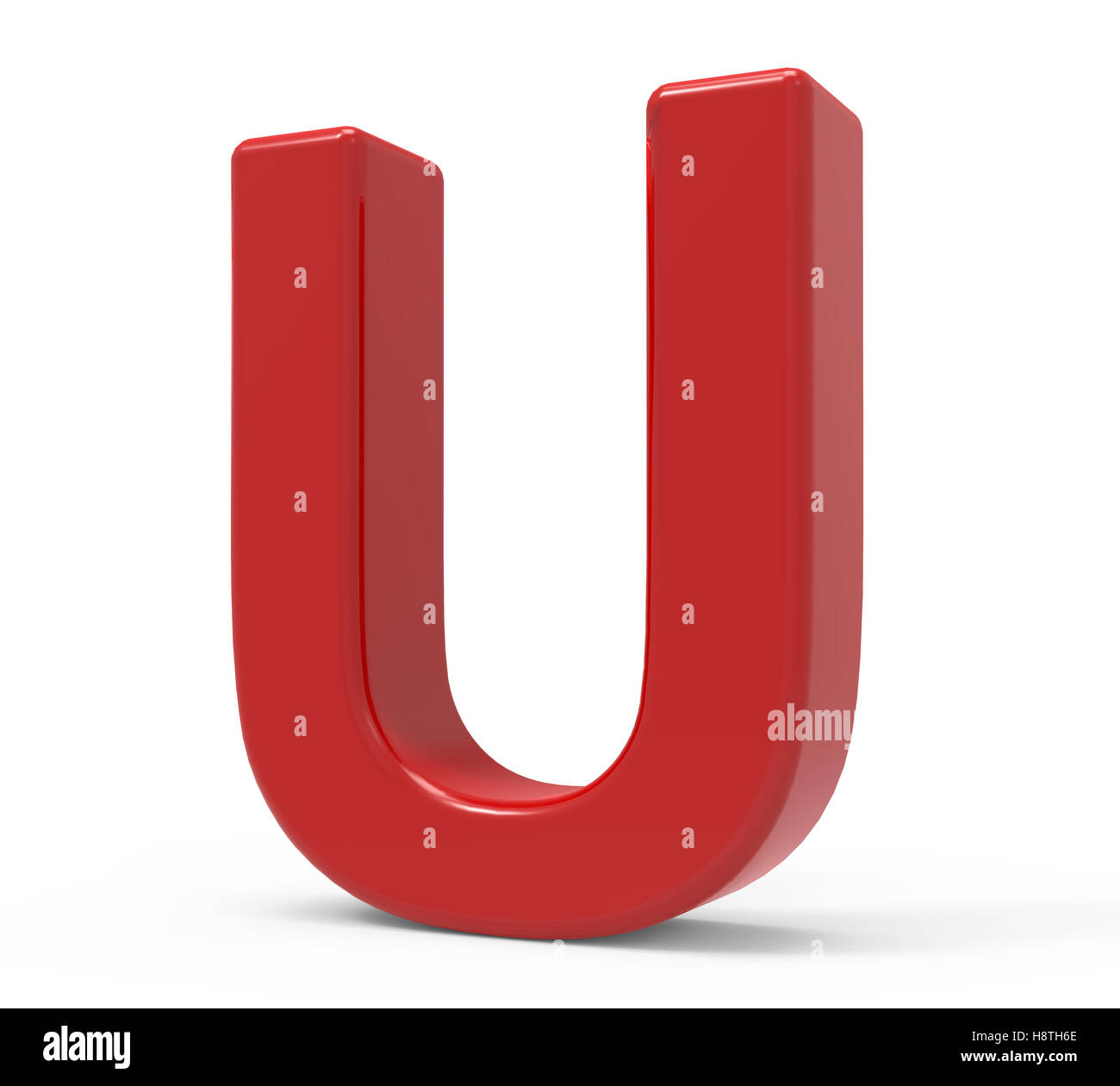 right leaning 3d rendering red letter U isolated white background Stock ...