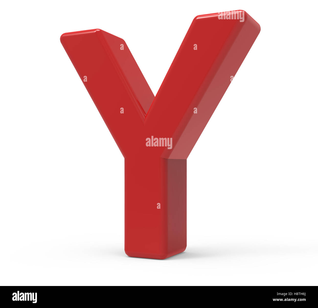 right leaning 3d rendering red letter Y isolated white background Stock ...