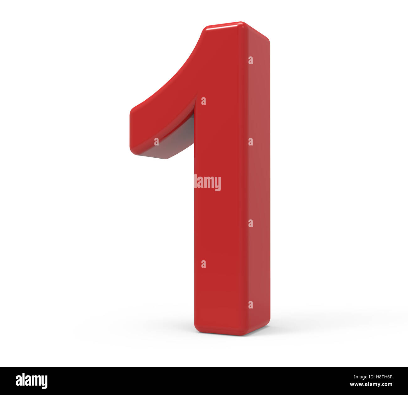 right leaning 3d rendering red number 1 isolated white background Stock ...