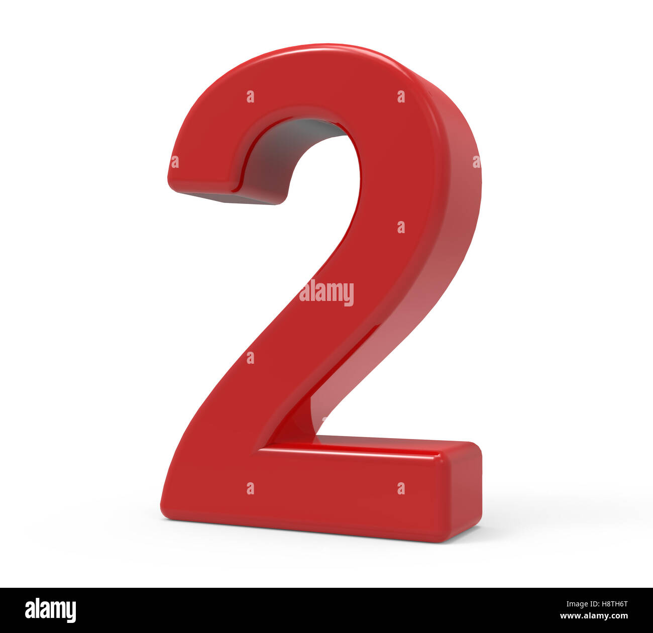 right leaning 3d rendering red number 2 isolated white background Stock ...