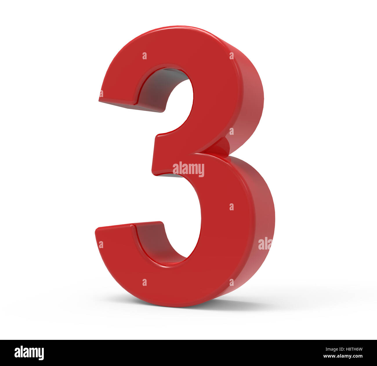 right leaning 3d rendering red number 3 isolated white background Stock ...