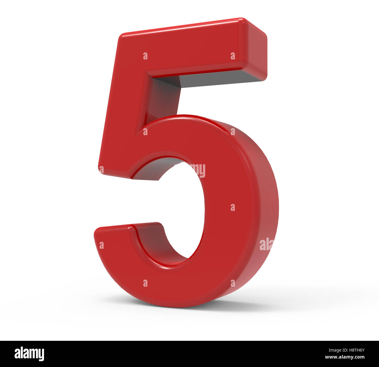 right leaning 3d rendering red number 5 isolated white background Stock ...