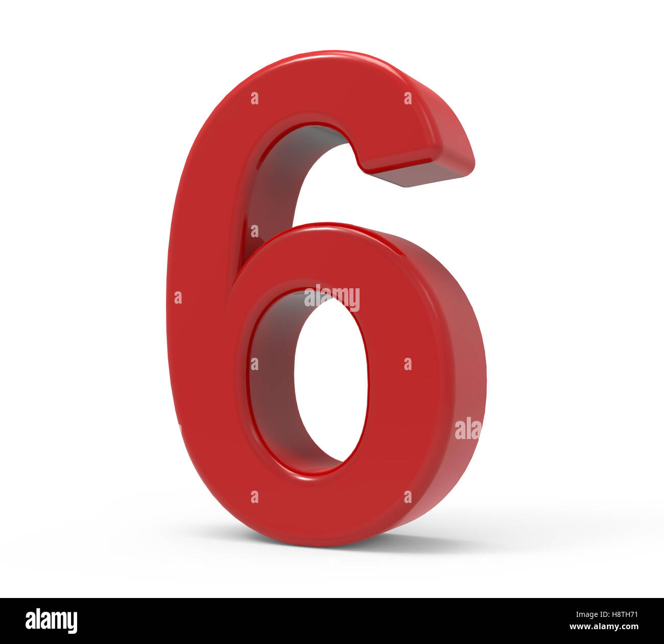 right leaning 3d rendering red number 6 isolated white background Stock ...