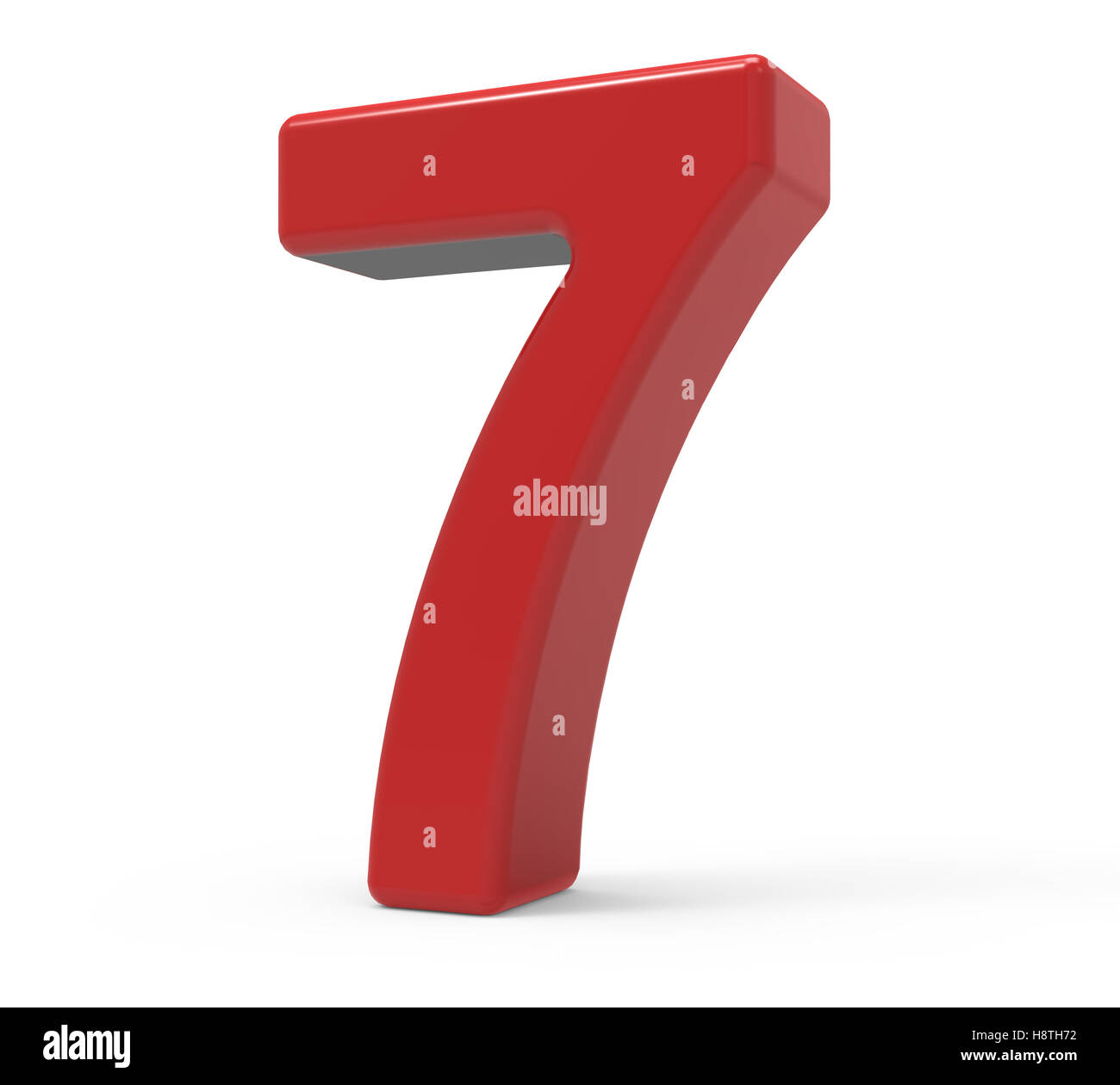 right leaning 3d rendering red number 7 isolated white background Stock ...