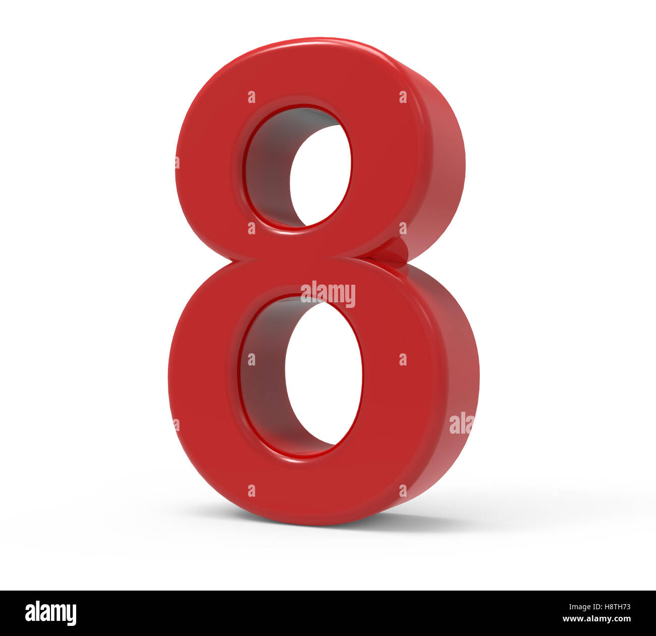 right leaning 3d rendering red number 8 isolated white background Stock ...