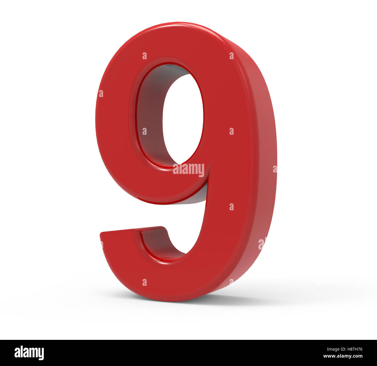 right leaning 3d rendering red number 9 isolated white background Stock ...